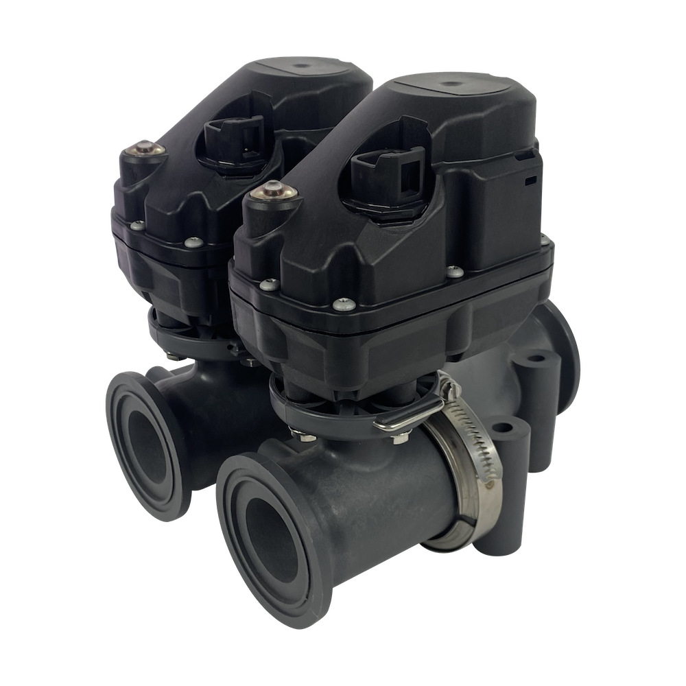 KZValve | Polypropylene 2-Section, 1-Piece, Ball Valve Y-Manifold
